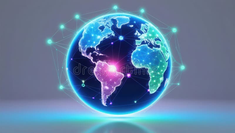 Earth Visualized with a Network of Connected Connections Demonstrating ...
