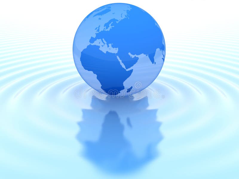 Vector Blue Earth Globe with Drop of Water. Stock Vector - Illustration ...