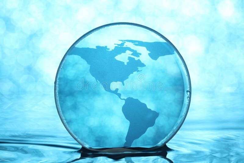 Earth Globe with Water Splash on the Blue Background, 3D Rendering ...