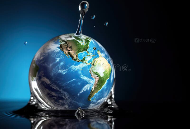 Earth in Water Drop. Global Warming and World Water Day Concept ...
