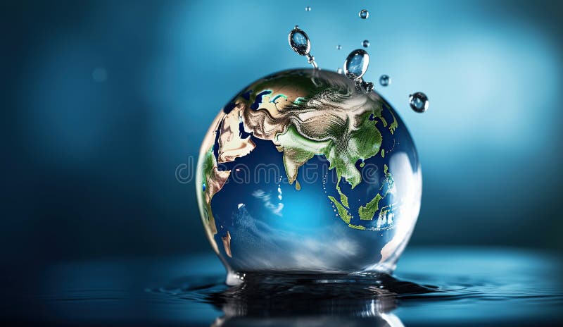 Earth in Water Drop. Global Warming and World Water Day Concept Stock ...