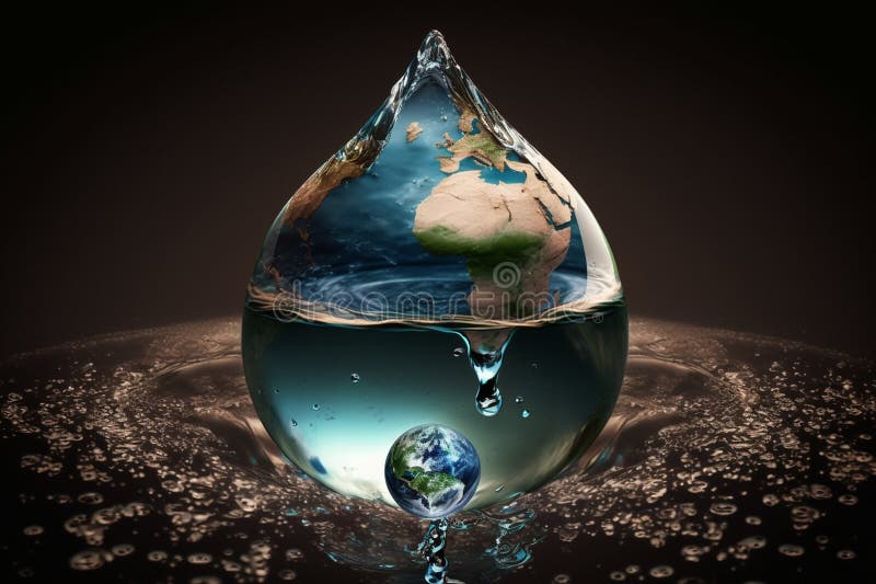 A earth water droplet. AI stock illustration. Illustration of ...