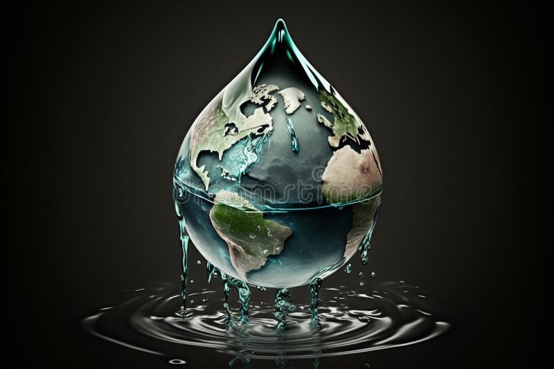 A earth water droplet. AI stock illustration. Illustration of moisture ...