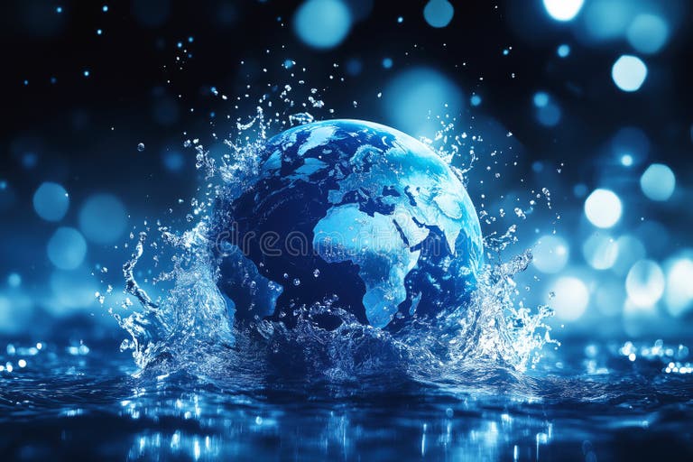 Earth in Water Splash stock illustration. Illustration of protect ...