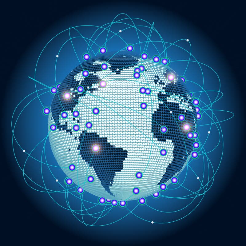 Digital Earth and Dotted Line Link Glowing Earth Science and Technology ...