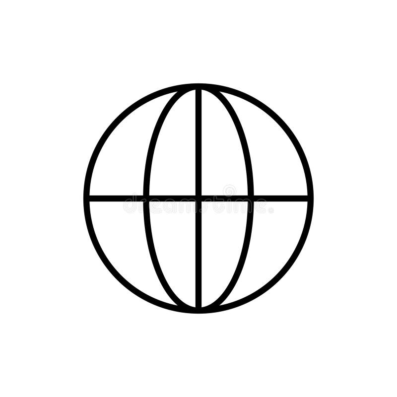 Earth or Website Vector Icon, Outline Style, Isolated on White ...