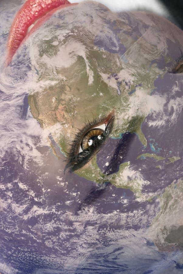 Earth woman face stock image. Image of global, alive, live - 8360981