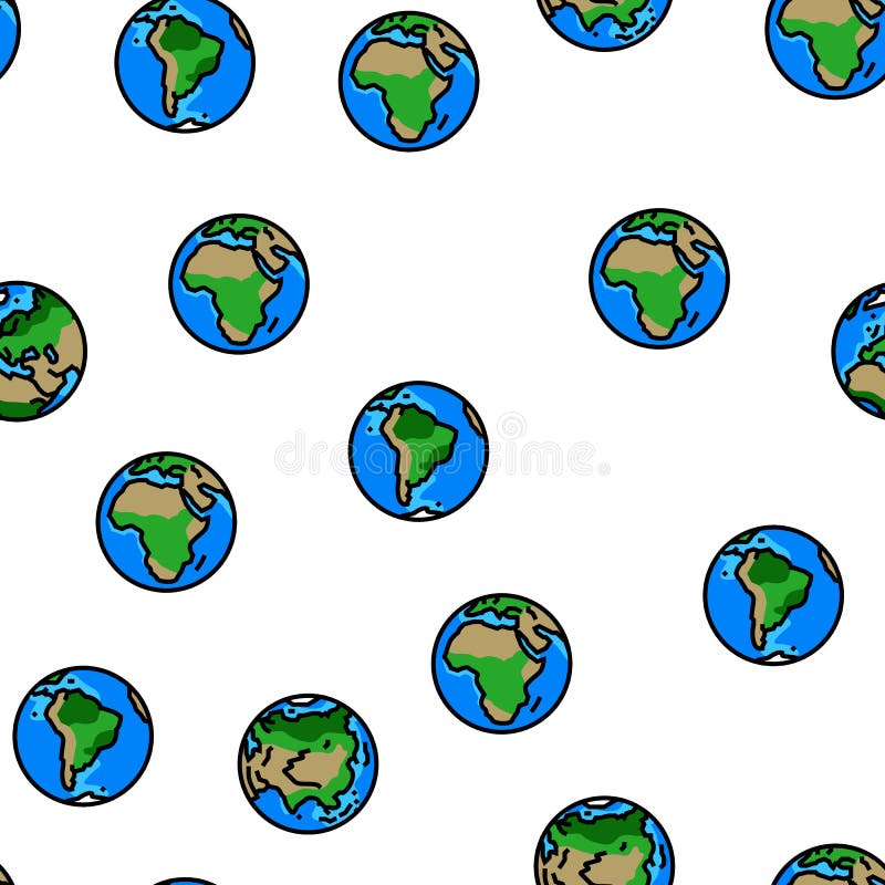 Earth World Planet Globe Map Vector Seamless Pattern Stock Illustration ...