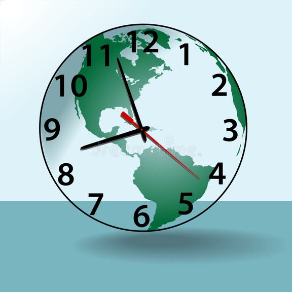 Earth World Travel Time Clock Globe Stock Vector - Illustration of ...