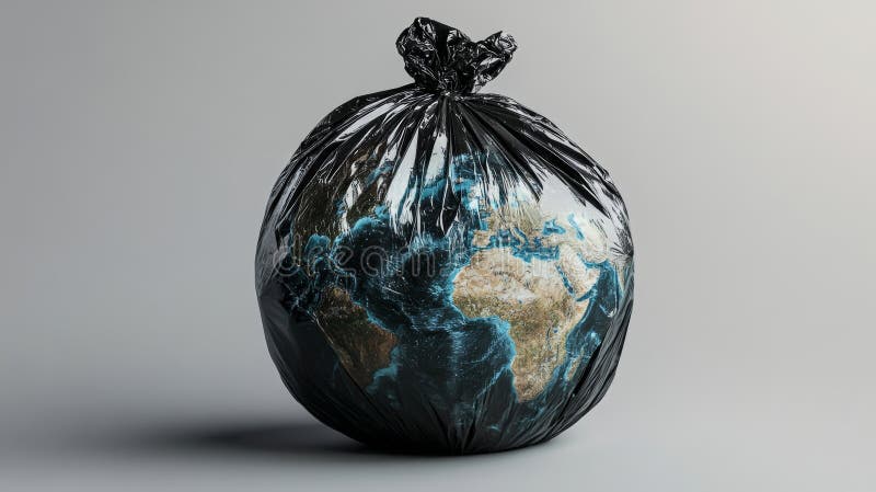 Earth Wrapped in Plastic, Environmental Concept Stock Photo - Image of ...