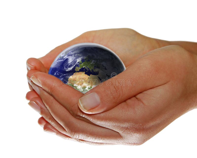 Joined Female Hands Holding Globe Stock Photo - Image of earth ...