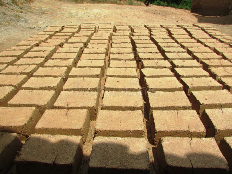 Earthen Bricks Wall Texture on Daylight Outside Stock Image - Image of ...
