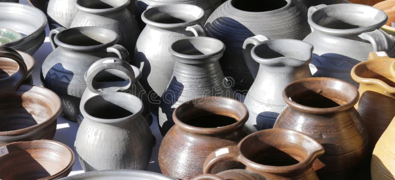 Earthen vessels stock image. Image of grey, decoration - 76154193