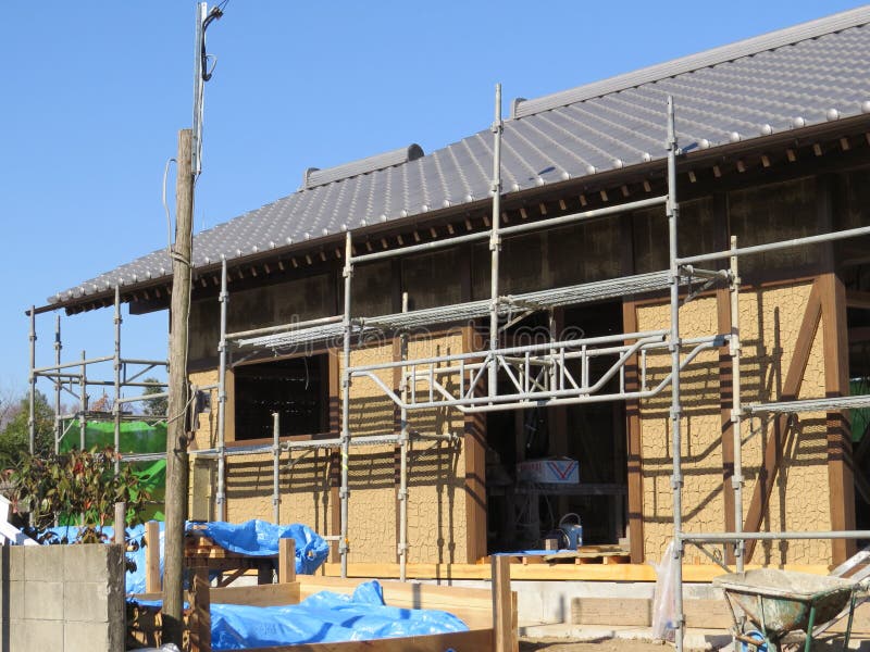 Japanese Clay Wall Construction, Housing Stock Photo - Image of home ...