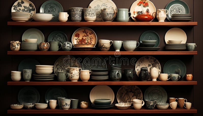 Earthenware Collection on Ornate Shelf, a Craft Product Souvenir ...