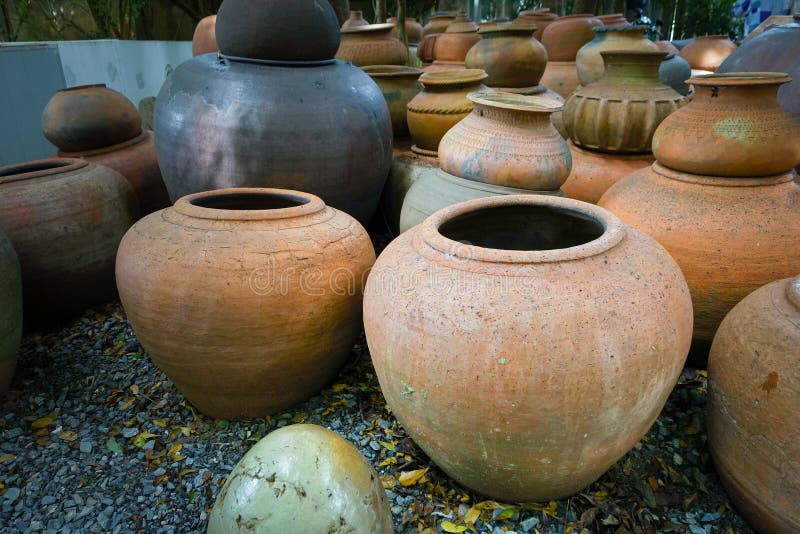 Earthenware Handmade Old Clay Pots Stock Image - Image of crock, empty ...