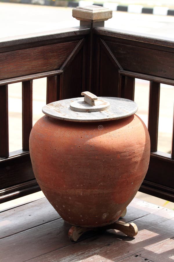 Earthenware Jar Located at the Corner of the Terrace of the House Stock ...