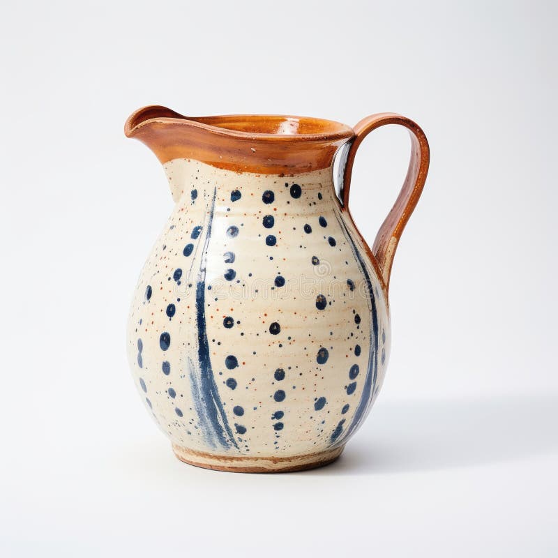 Earthenware Jug with Black and Blue Dots - Flowing Brushwork, Raw ...