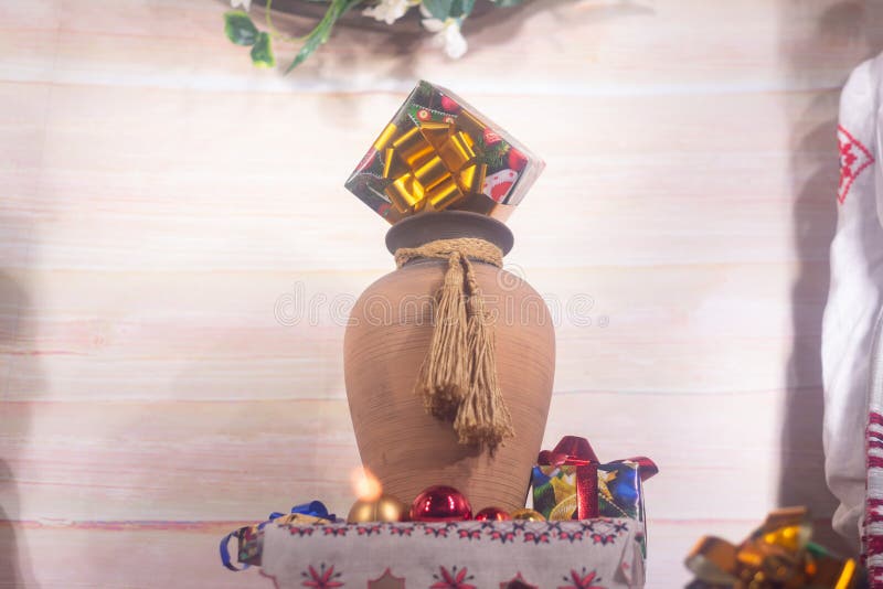 Earthenware Jug on a Stand among Things with National Ornament Stock ...