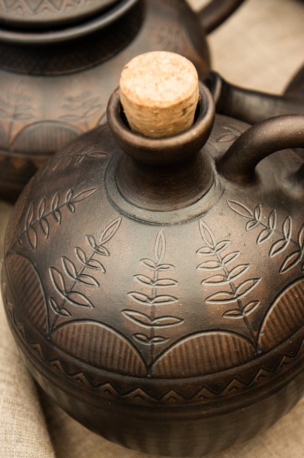 Earthenware Jug with a Stopper Stock Photo - Image of product, tribal ...