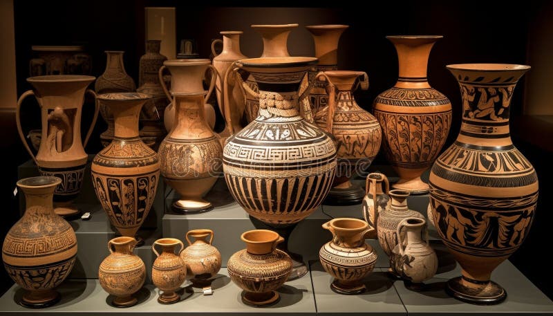 Earthenware Pottery Vase with Ornate Multi Colored Design Generated by ...