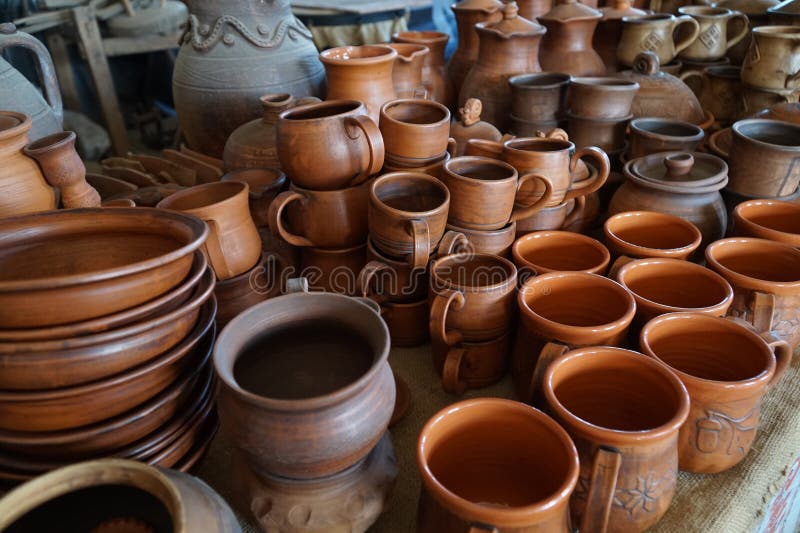 Earthenware in a Pottery Workshop Stock Photo - Image of asia, cherkasy ...