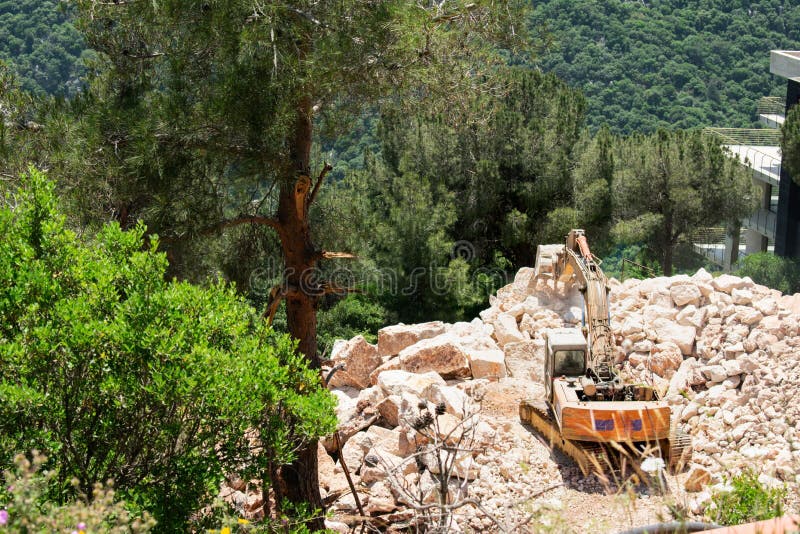 Earthmover on a Remote Construction Site Stock Image - Image of yellow ...