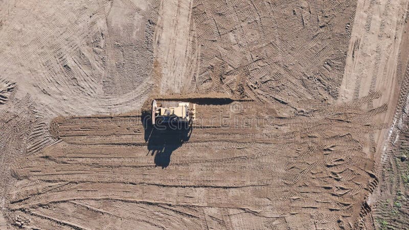Earthmoving Equipment. Aerial View of a Large Construction Site with ...