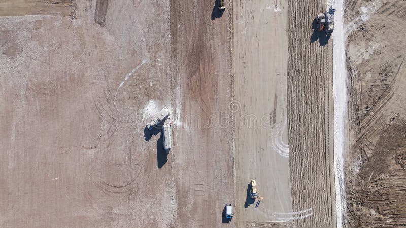 Earthmoving Equipment. Aerial View of a Large Construction Site with ...