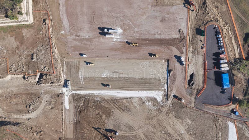 Earthmoving Equipment. Aerial View of a Large Construction Site with ...