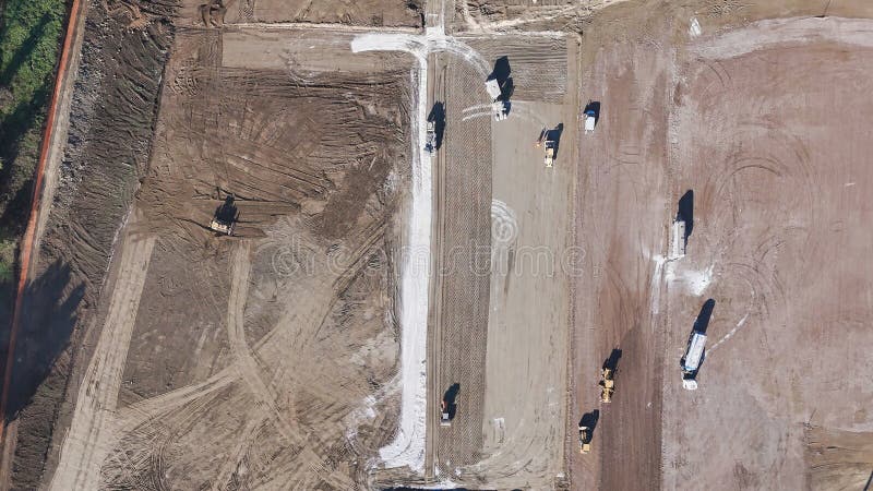 Earthmoving Equipment. Aerial View of a Large Construction Site with ...