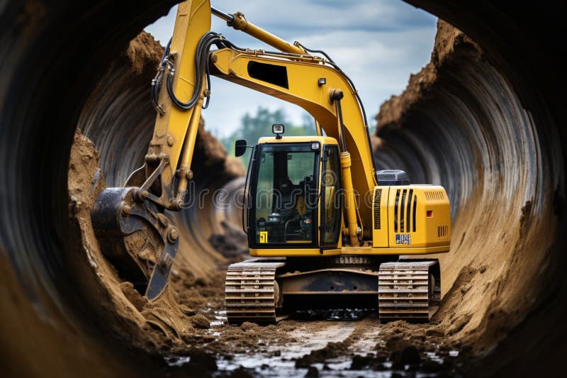 Earthmoving Operations: Caterpillar Excavator at Work, Transforming ...