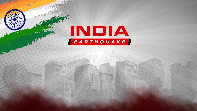 Earthquake in India - Building Collapse Background Stock Illustration ...