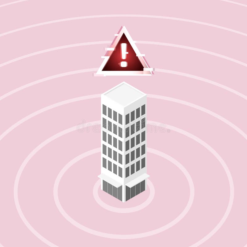 Earthquake Alert Design with Waves and Building Stock Illustration ...