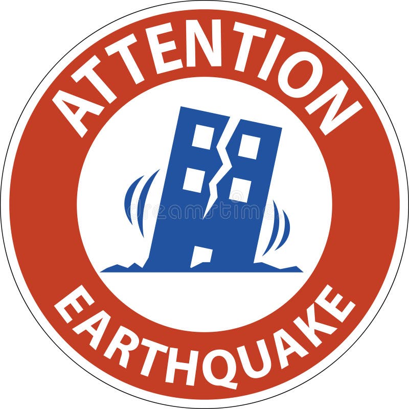 Earthquake Attention Sign with Cracked Building Stock Vector ...