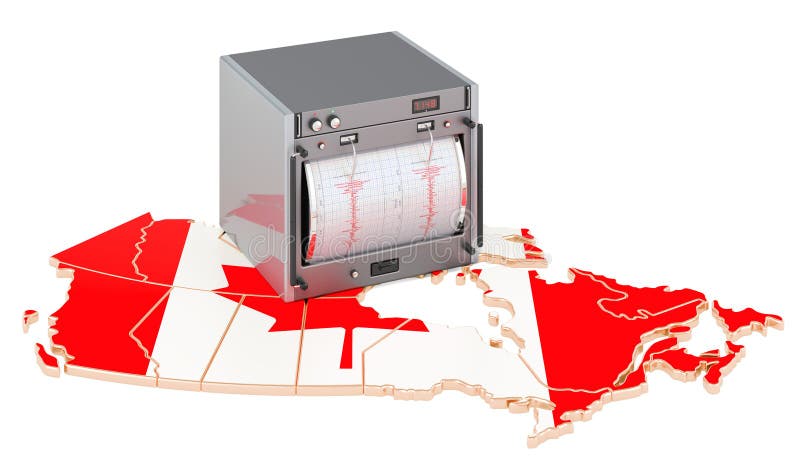 Earthquake in Canada, Concept. Seismograph on the Canadian Map Stock ...