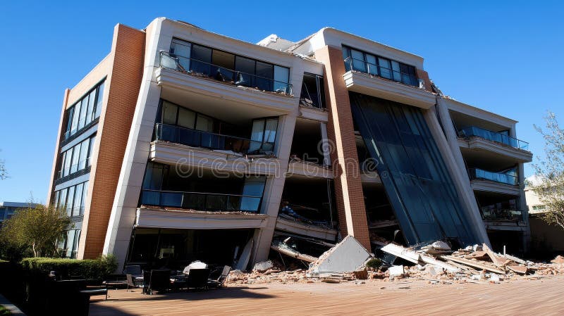 Earthquake Causing Severe Damage To Residential Building Structure ...