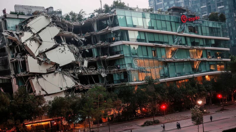 Earthquake Causing Severe Damage To Residential Building Structure ...
