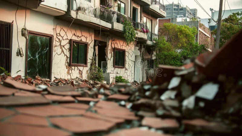 Earthquake Causing Severe Damage To Residential Building Structure ...