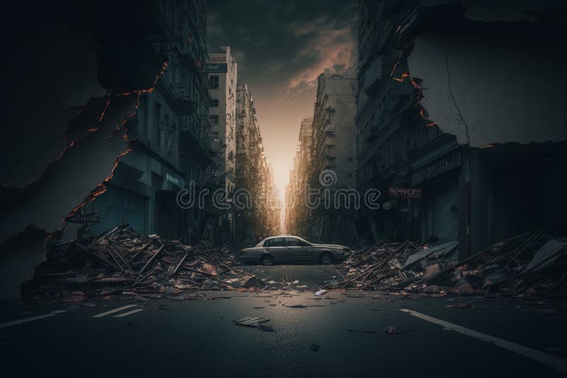 Earthquake City Landscape, Dark, Desolation, Empty, Illustration ...
