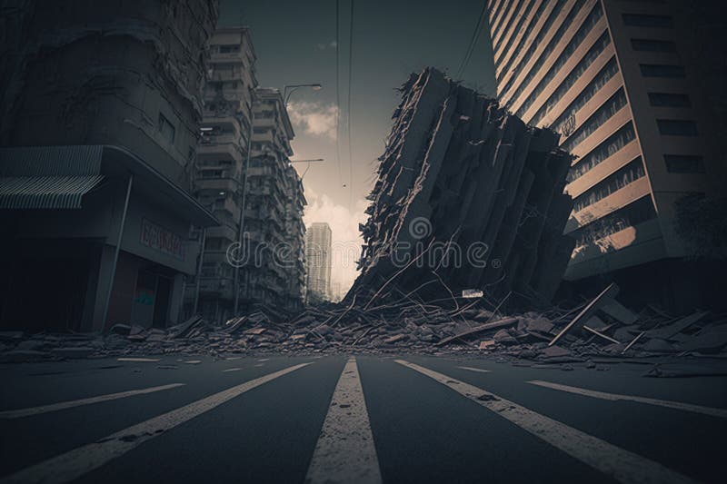 Earthquake City Landscape, Dark, Desolation, Empty, Illustration ...