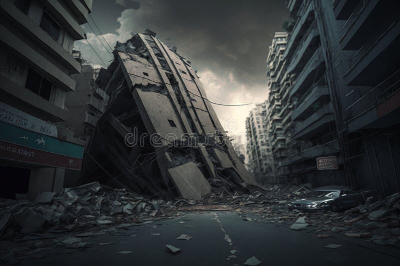 Earthquake City Landscape, Dark, Desolation, Empty, Illustration ...