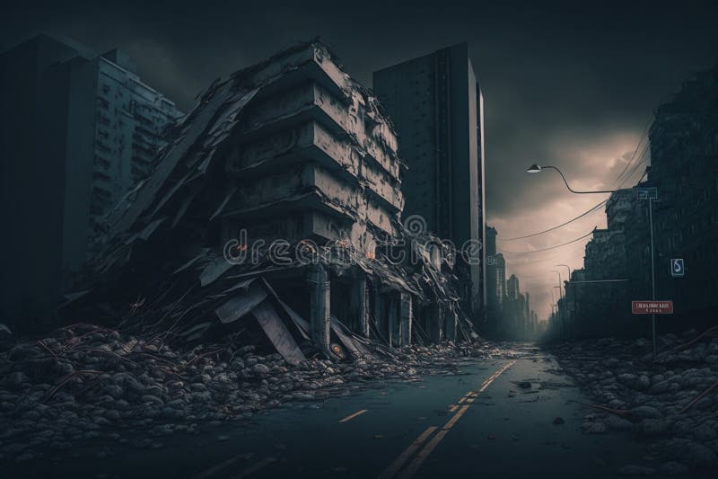 Earthquake City Landscape, Dark, Desolation, Empty, Illustration ...