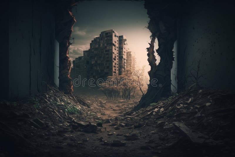 Earthquake City Landscape, Dark, Desolation, Empty, Illustration ...