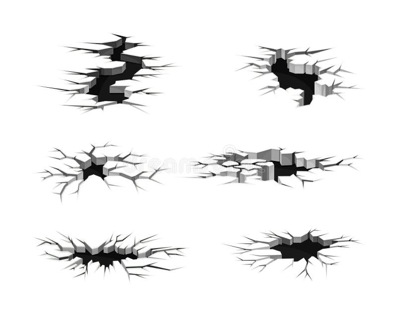 Earthquake Crack with Black Hole in Ground Surface and Destruction ...