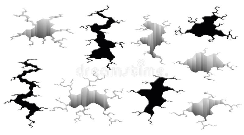 Earthquake Cracks. Hole in Ground with Cracking and Earth Destruction ...