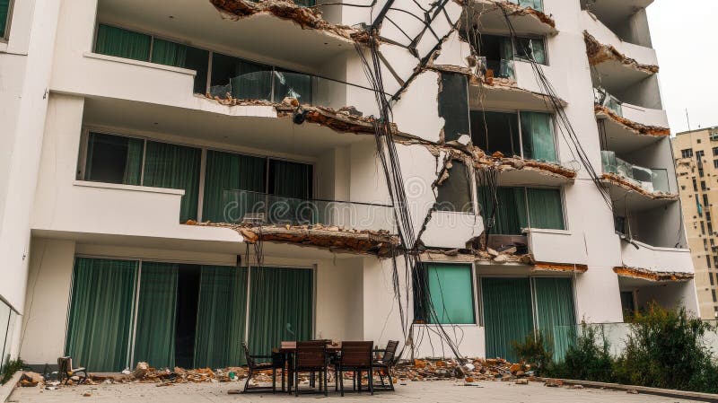 Earthquake Causing Severe Damage To Residential Building Structure ...