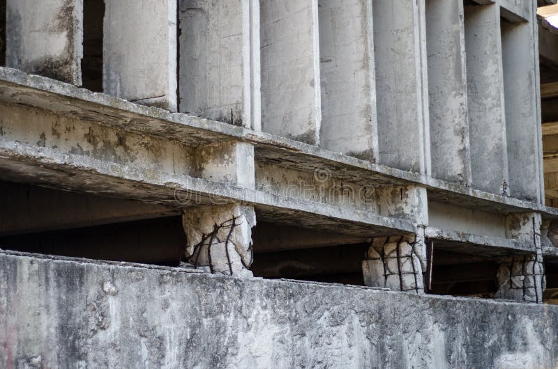 Earthquake Damage Failure Column Stock Image - Image of frames, black ...