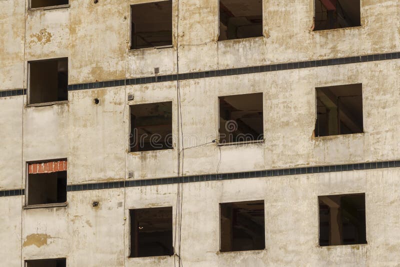 Earthquake Destroyed House with Broken Windows Stock Photo - Image of ...