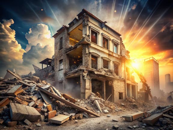 Earthquake Devastation a Crumbling Structure and the Aftermath of ...